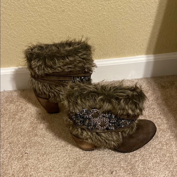 naughty monkey | Shoes | Naughty Monkey Brown Heeled Boots With Cozy ...